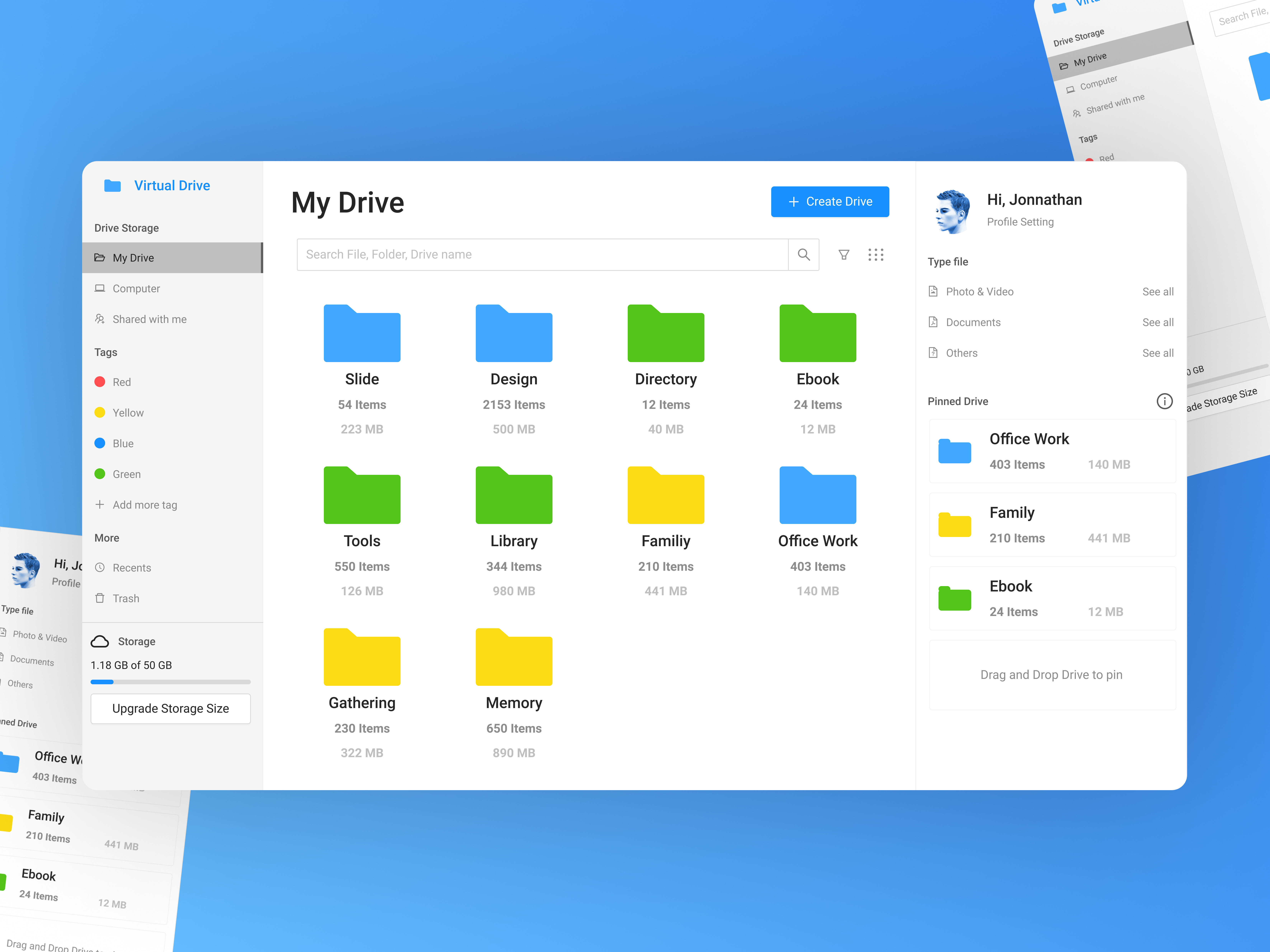 Virtual Drive Dashboard Cloud Storage by Luqman Haries on Dribbble
