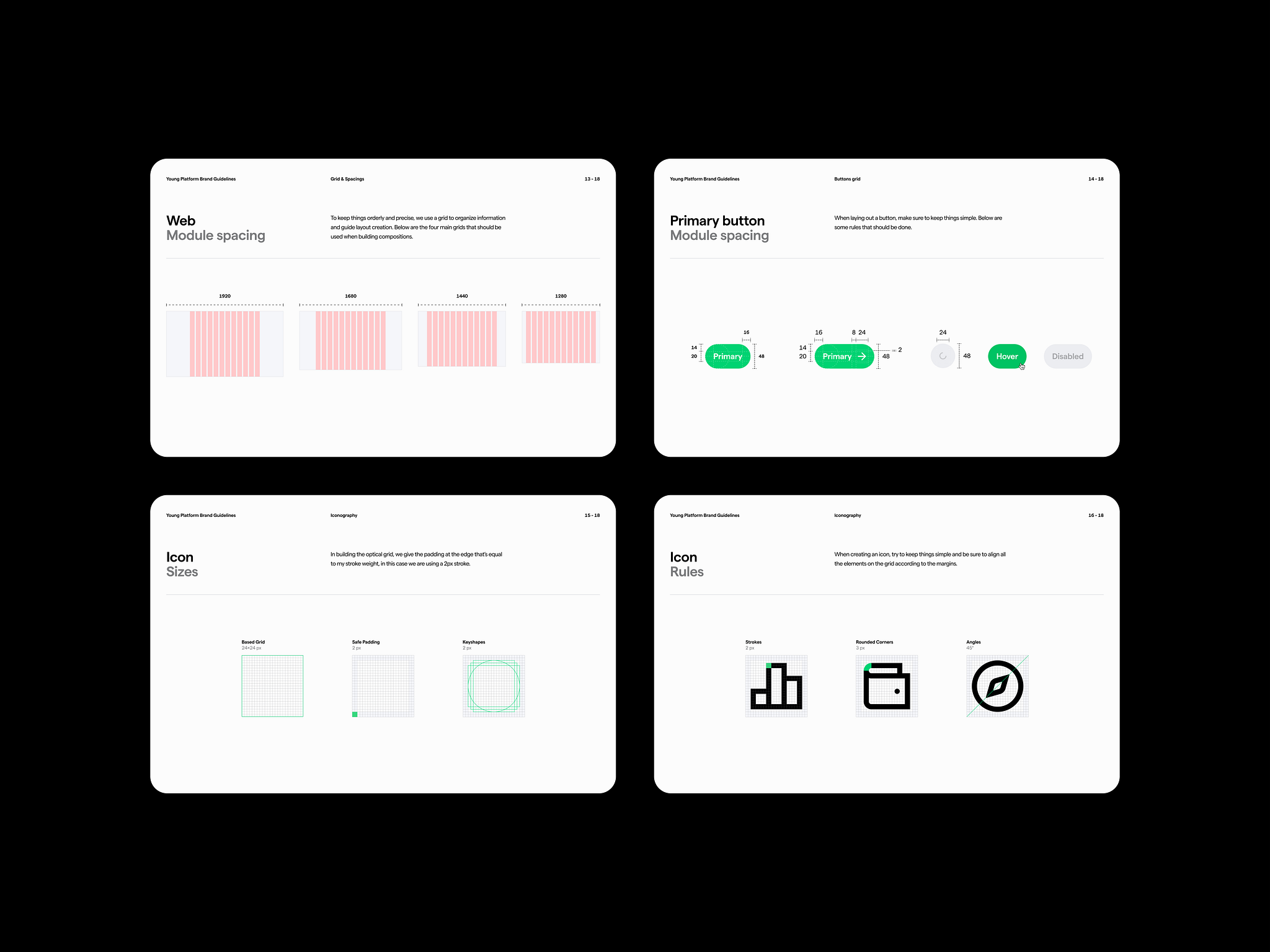 Module spacing, button and icon grid by Federico Gallo on Dribbble