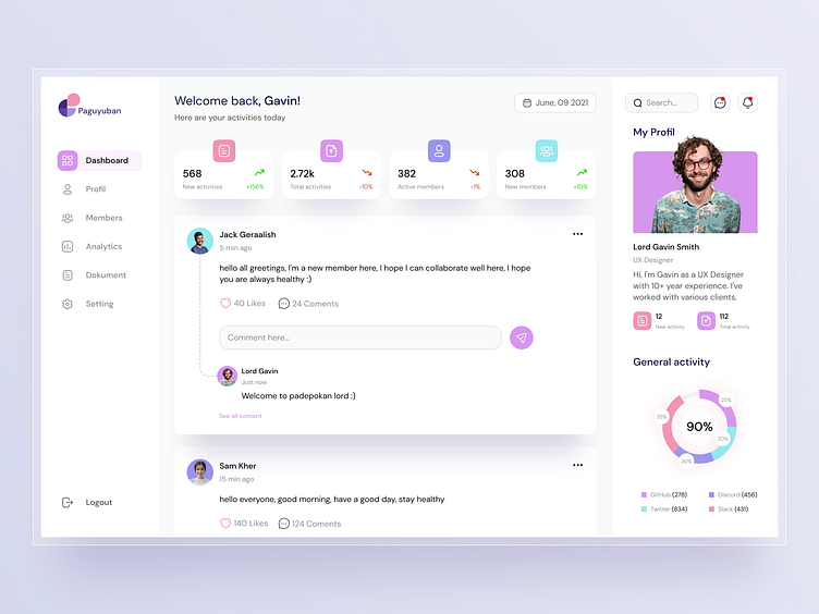 Community Social Dashboard by Arip for Pelorous on Dribbble