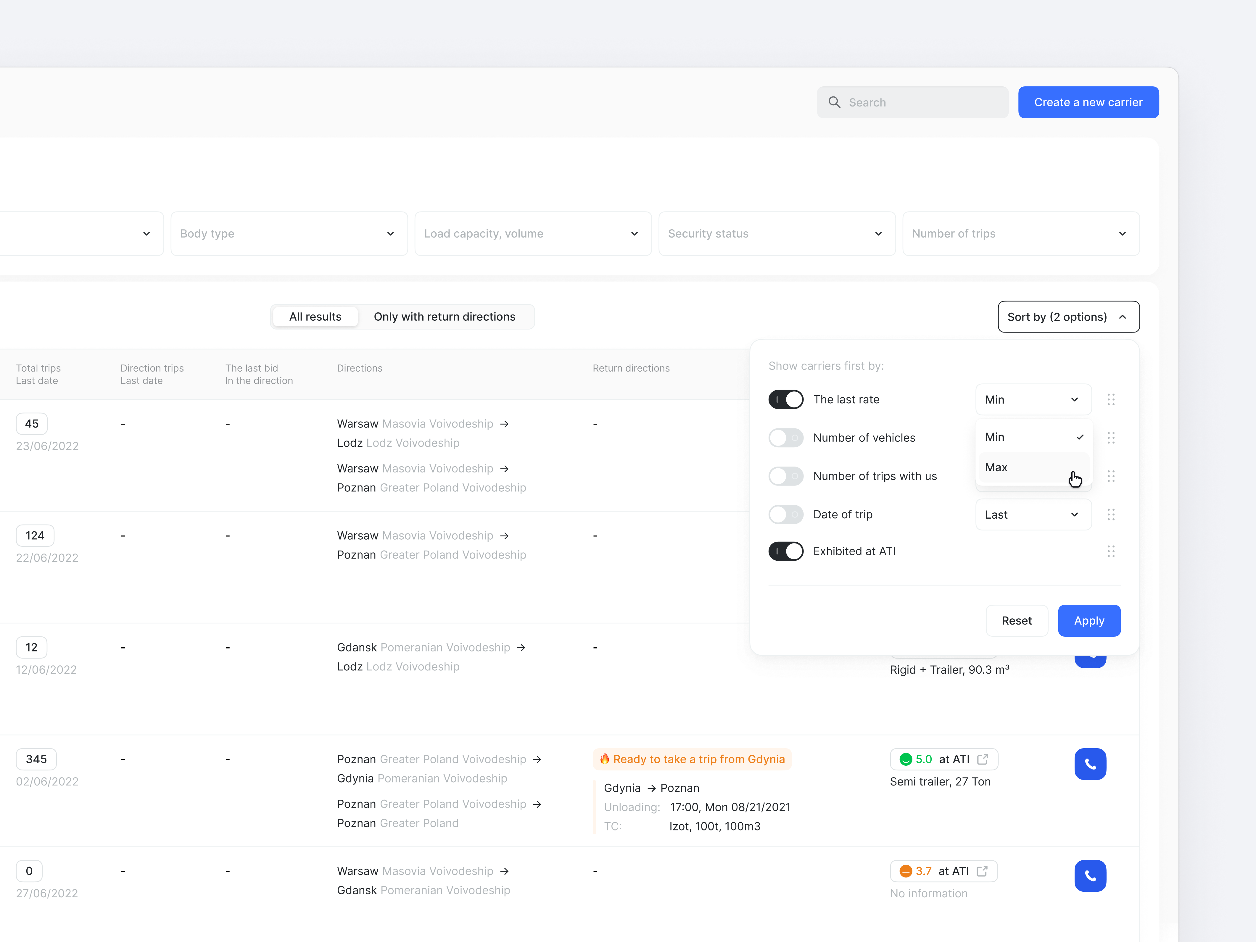 Filtering and Sorting by Pavel Abramiankou on Dribbble