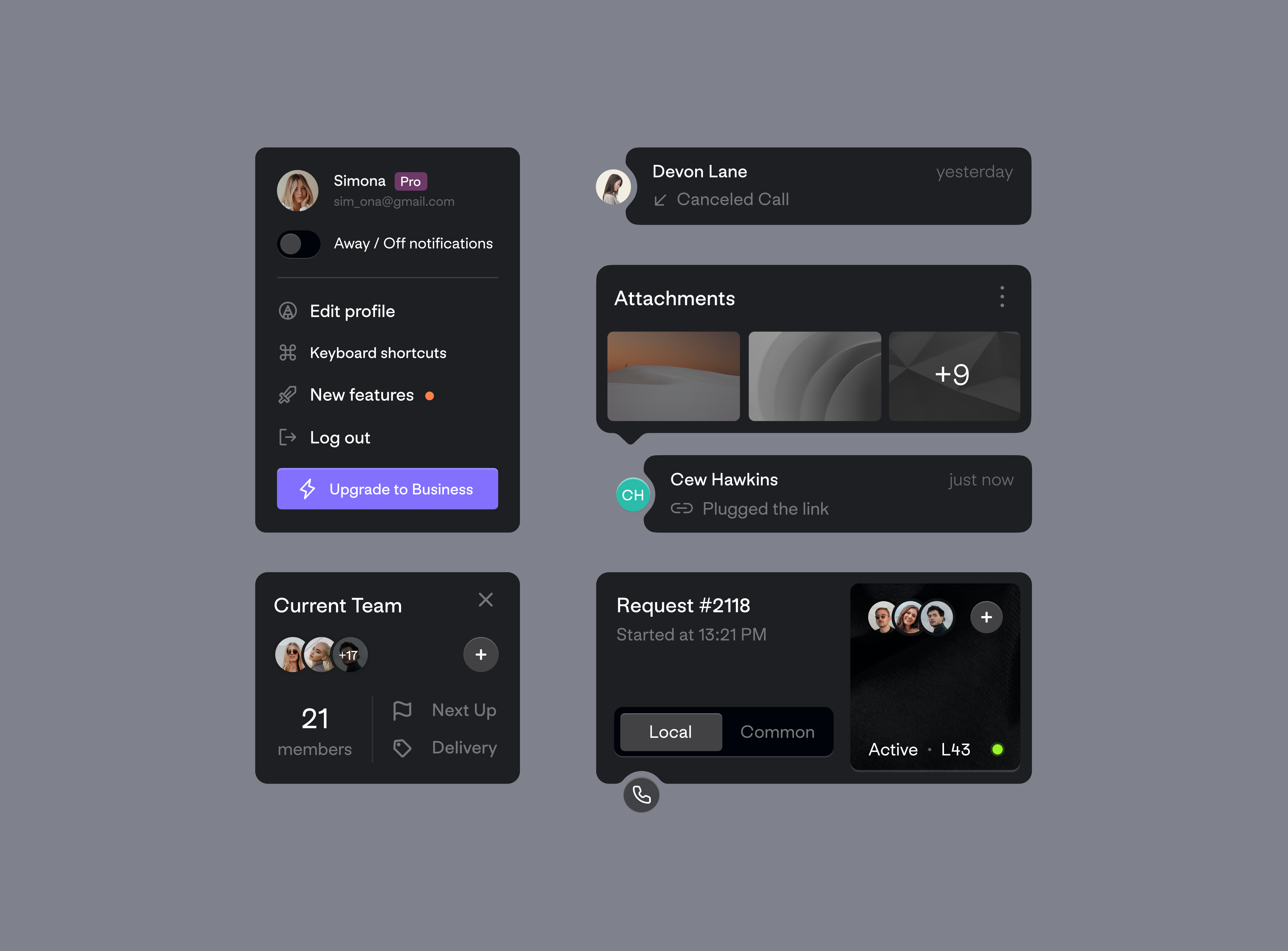 Popovers | UI Component | Dark Cards by George Lov® for Fireart Studio ...