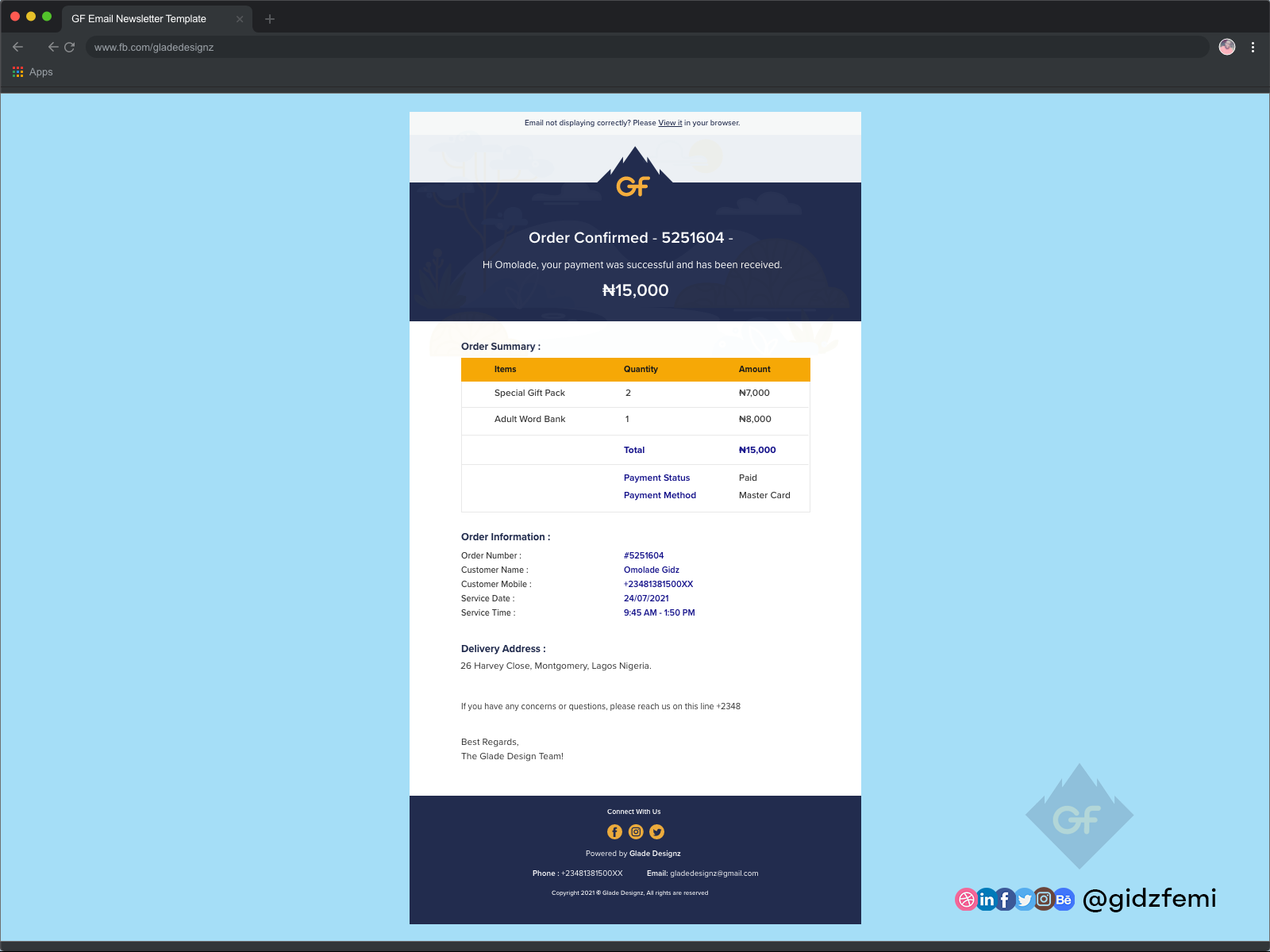 Email Template by Gidz Femi Badejo on Dribbble