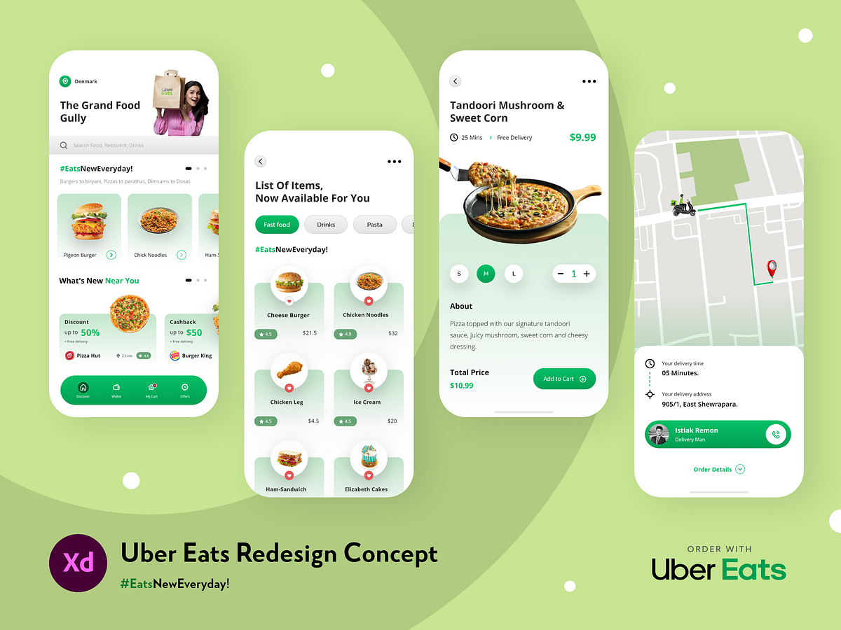 Uber Eats Redesign by Sophia Miller for Bacancy on Dribbble