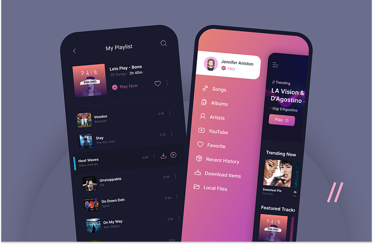 Music app ui and components by Sunny Rathod for Trionn on Dribbble