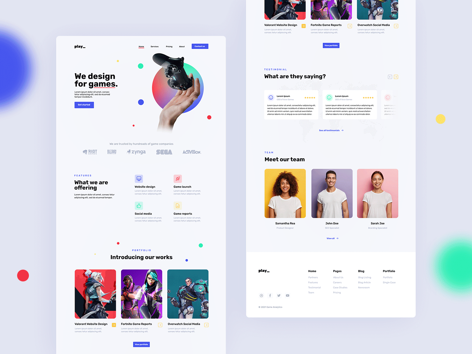 Game Design & Marketing Agency Landing Page by Irem Magden on Dribbble