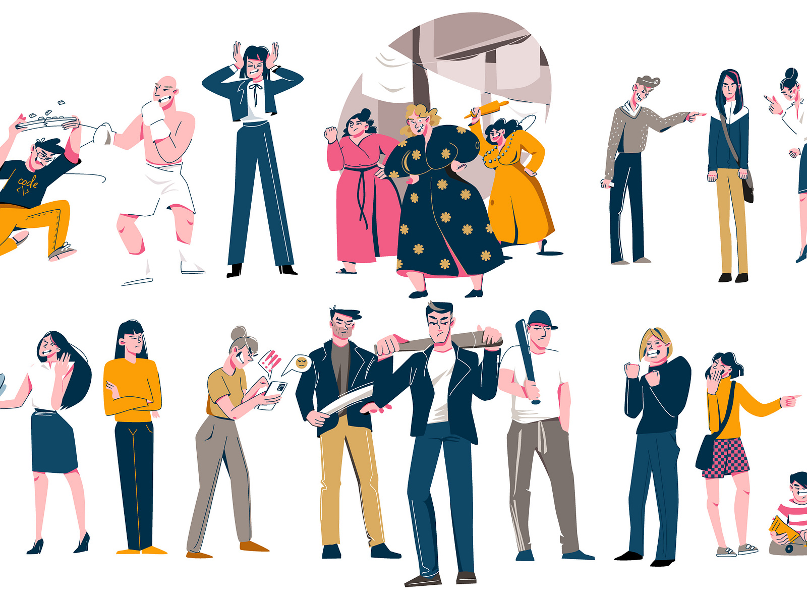 Aggressive people icons set by Macrovector on Dribbble