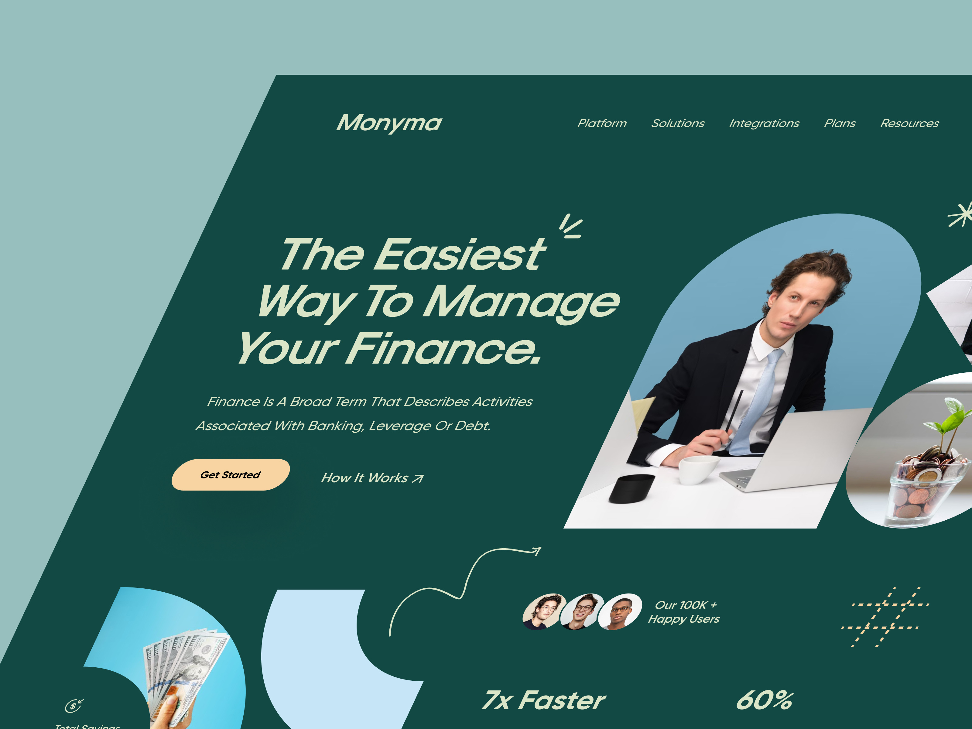 Finance Website Header by Shea Lewis for Knife and Fox on Dribbble