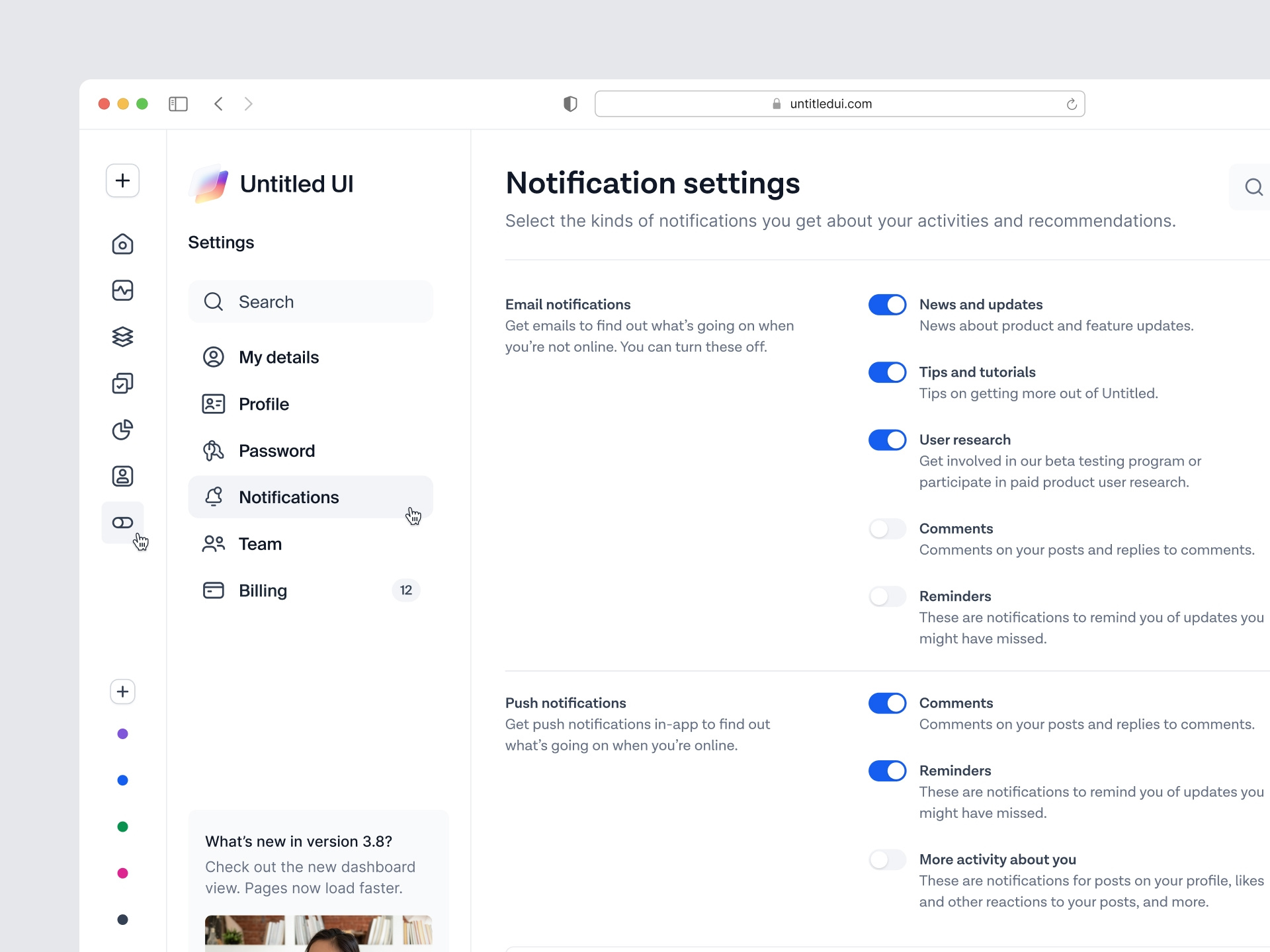 Notification settings — Untitled UI by Jordan Hughes® on Dribbble