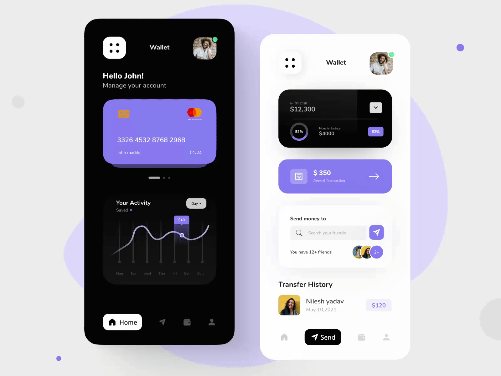 Modern Wallet App UI by Keerthi on Dribbble