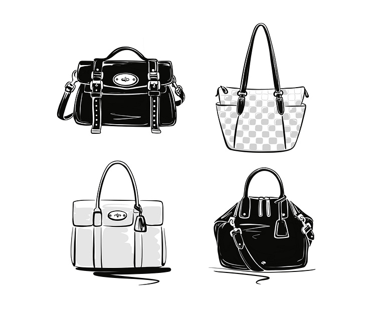 Iconic luxury handbags. Ink sketches, fashion illustrations by ...
