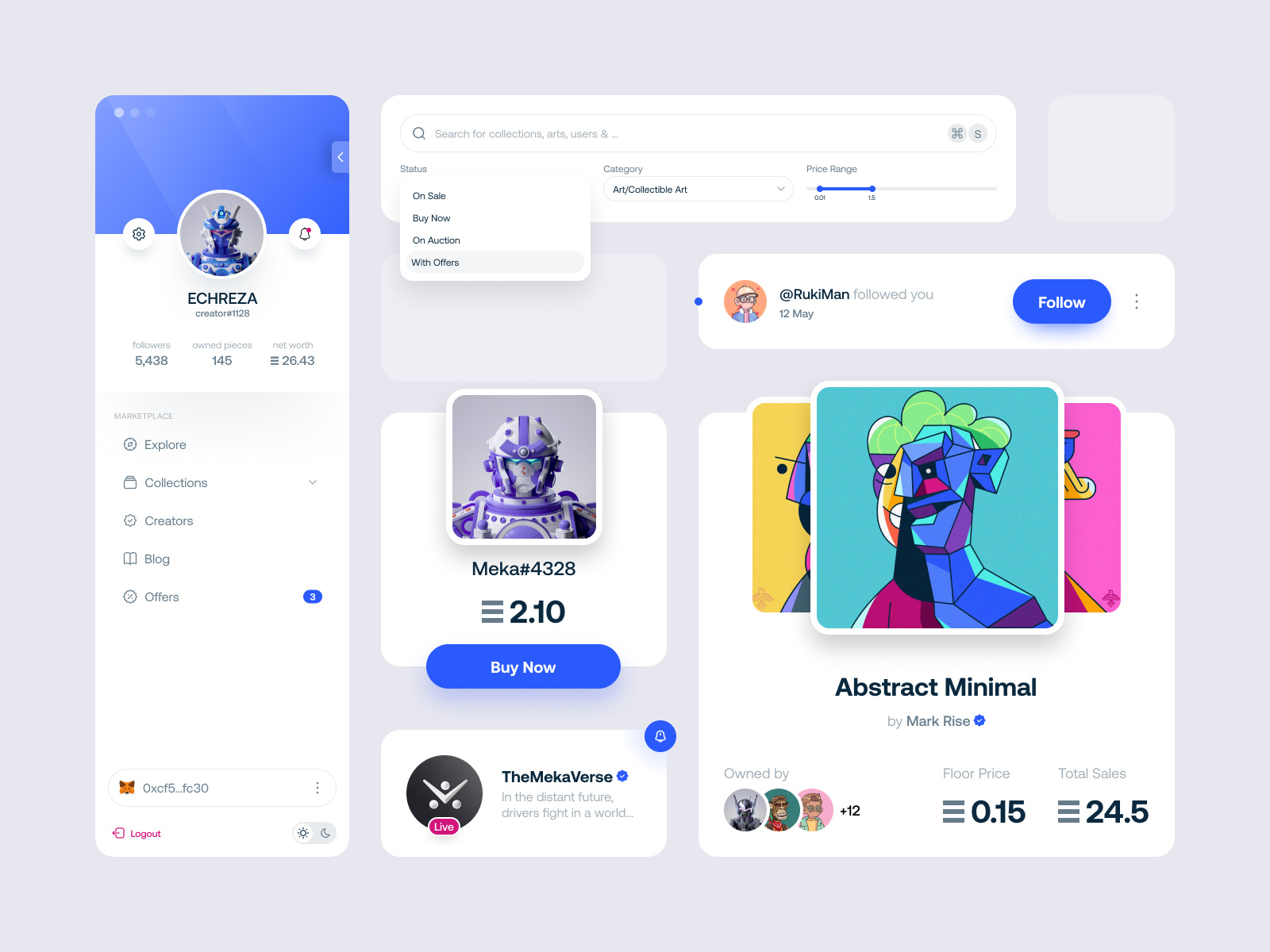 NFT Platform Components by ECH⚡️ for Ace Design on Dribbble