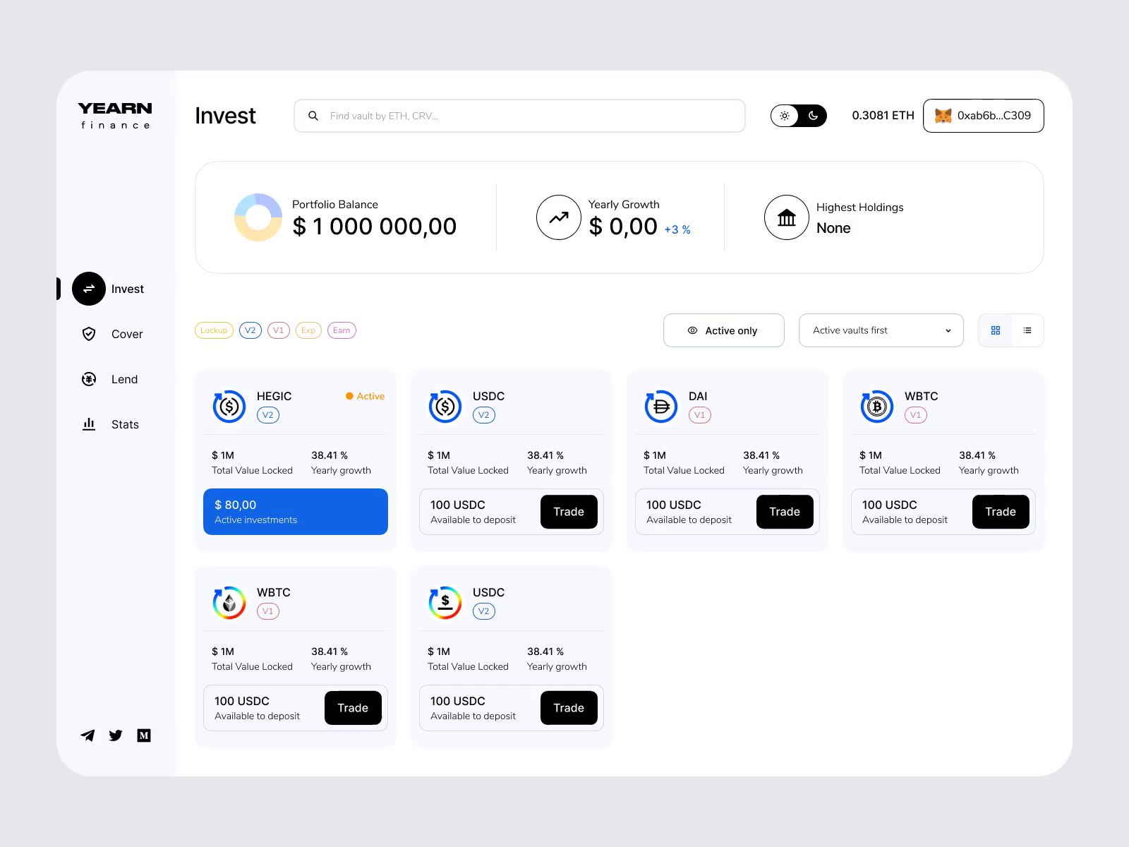 Yearn.finance web application design by Obriy Design Büro on Dribbble