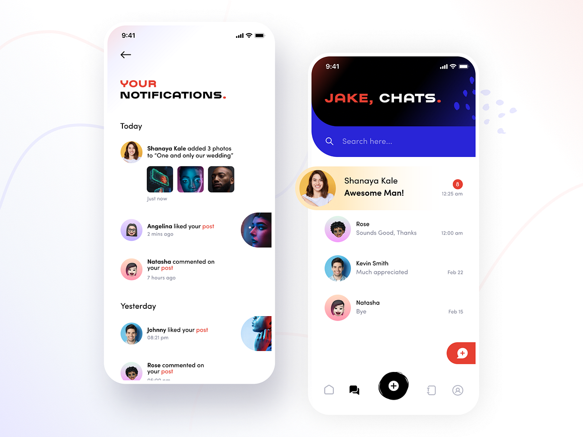 Notifications and Chat screen by Prakhar Neel Sharma on Dribbble