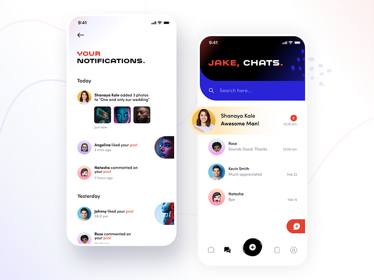 Notifications and Chat screen by Prakhar Neel Sharma on Dribbble