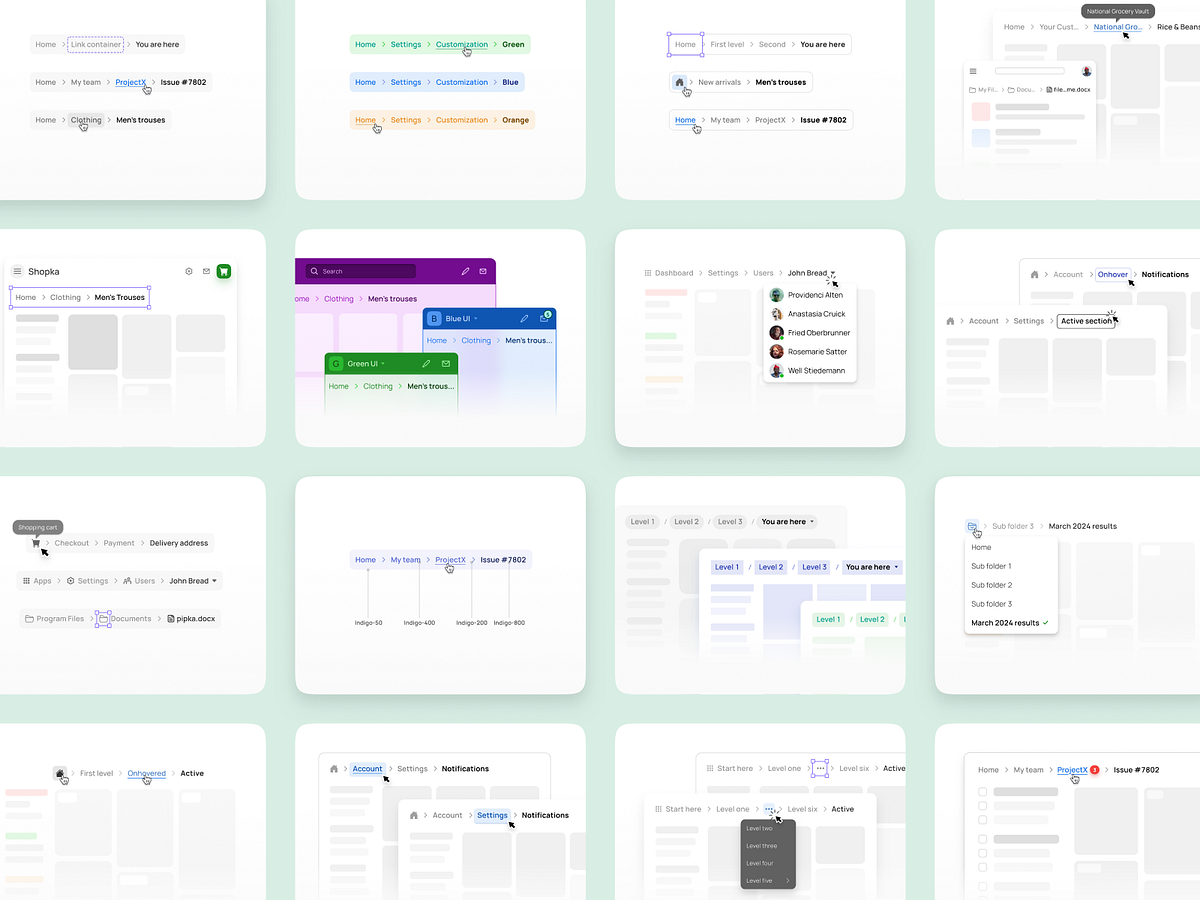 Breadcrumbs UI design tutorial – Tips, styles & templates by Roman ...