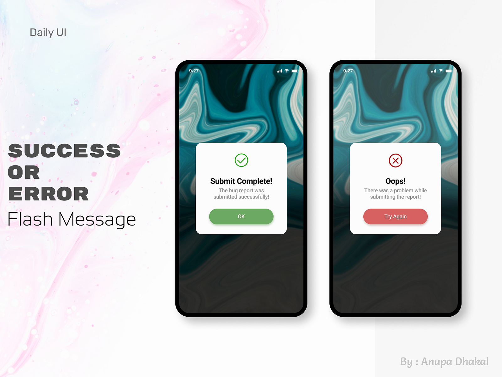 Success or Error (flash message) UI by Anupa Dhakal on Dribbble