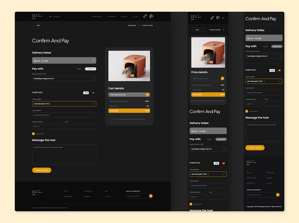 Cart And Check Out Layout Inspiration by Hey Design Studio on Dribbble