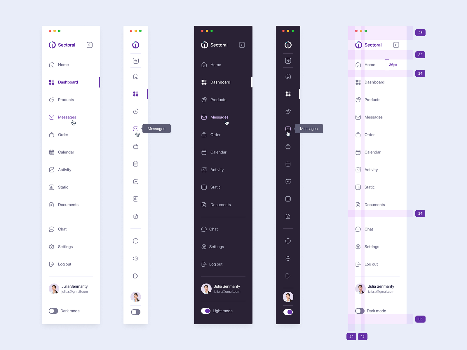 slide menus by Maria Romanza | Dribbble