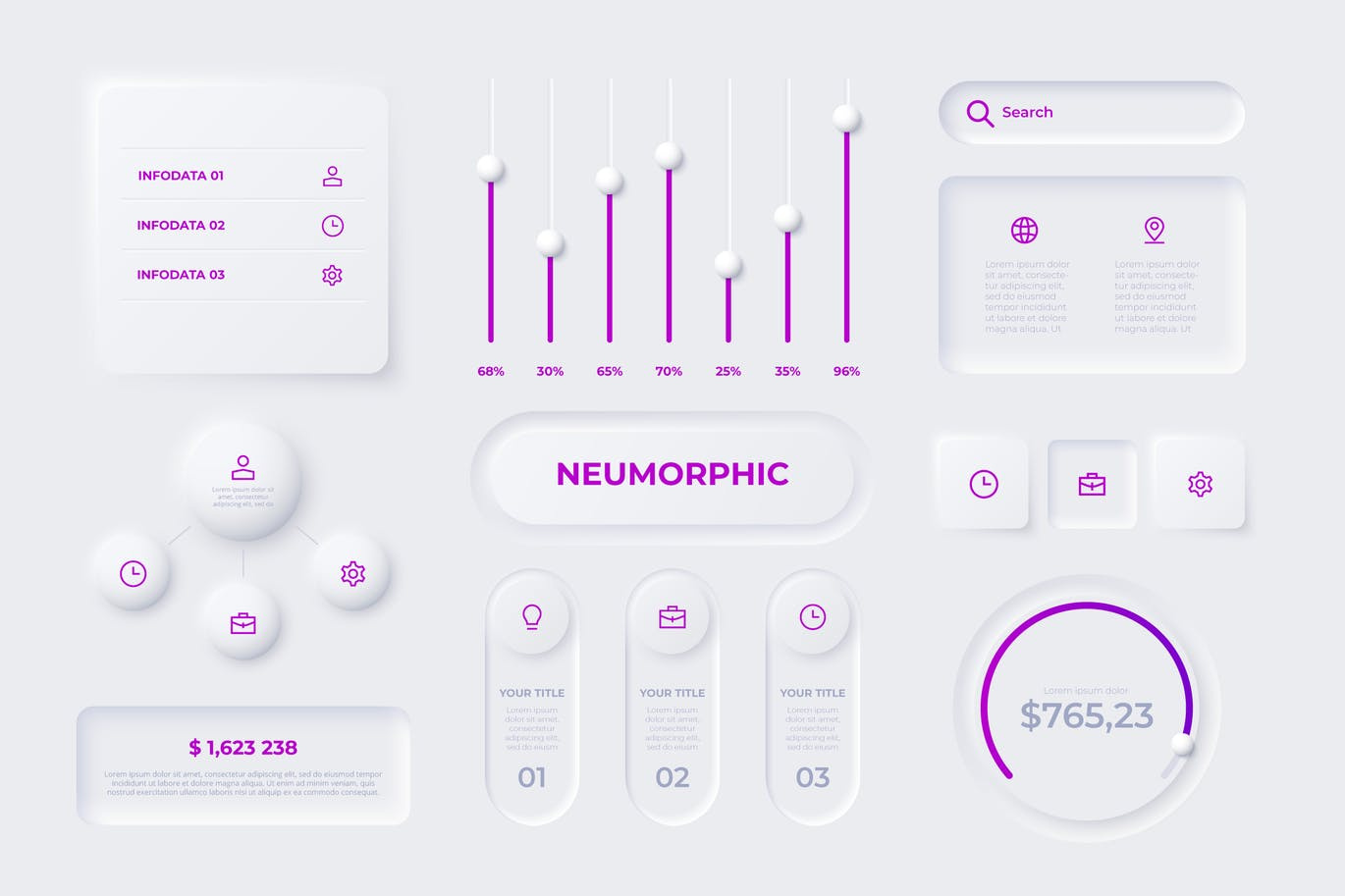 Neumorphic Infographic Elements by Creative Assets on Dribbble
