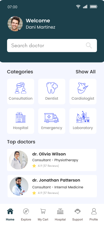 Medical App Wireframe-patient Dashboard by PointOne Designs on Dribbble