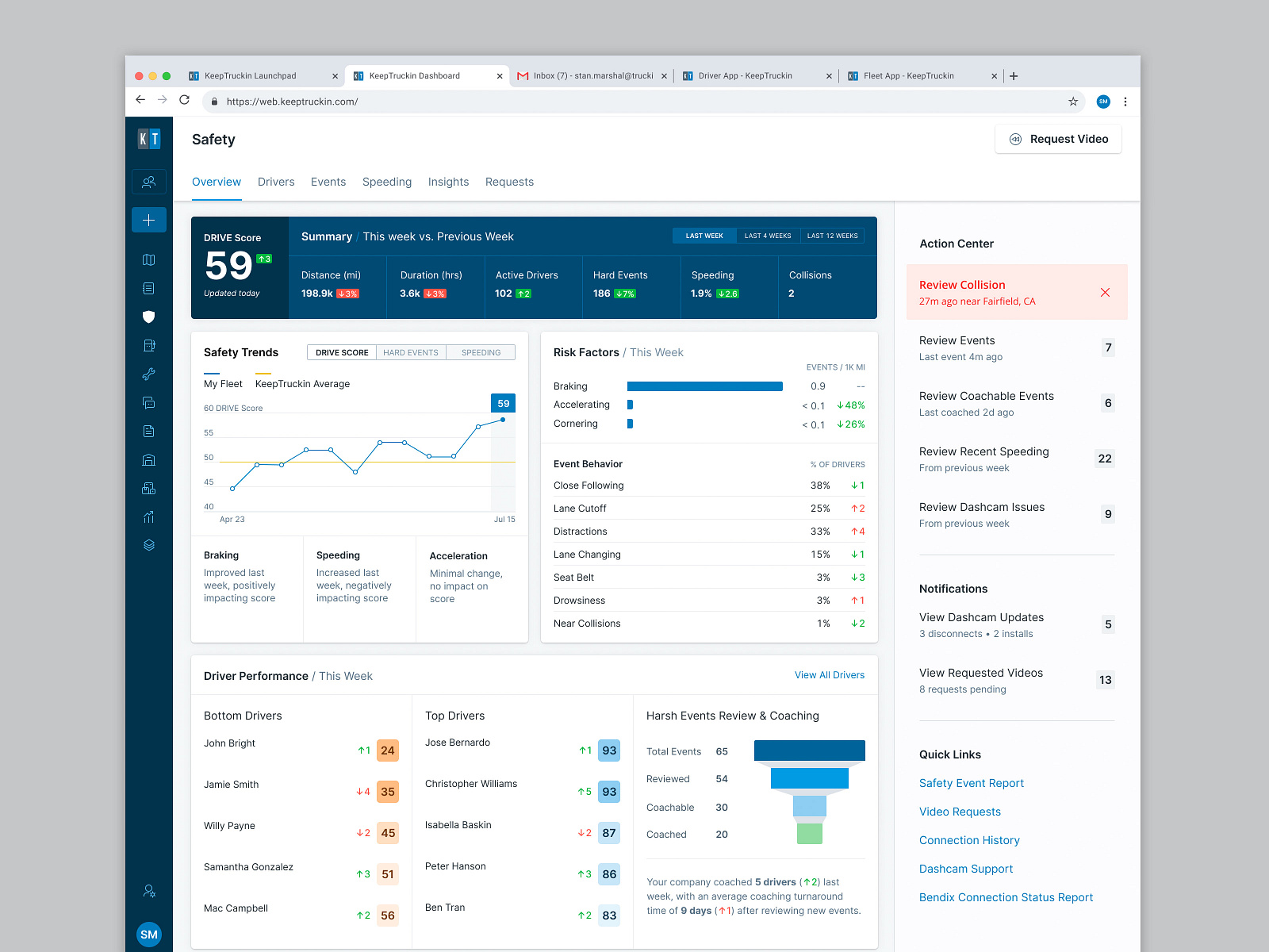 Safety Hub - User Interface by Motive (Formerly KeepTruckin) on Dribbble