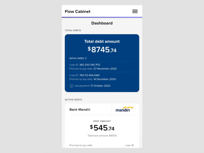 Debt collection user cabinet (Mobile prototype) by Artem Malakchi on ...