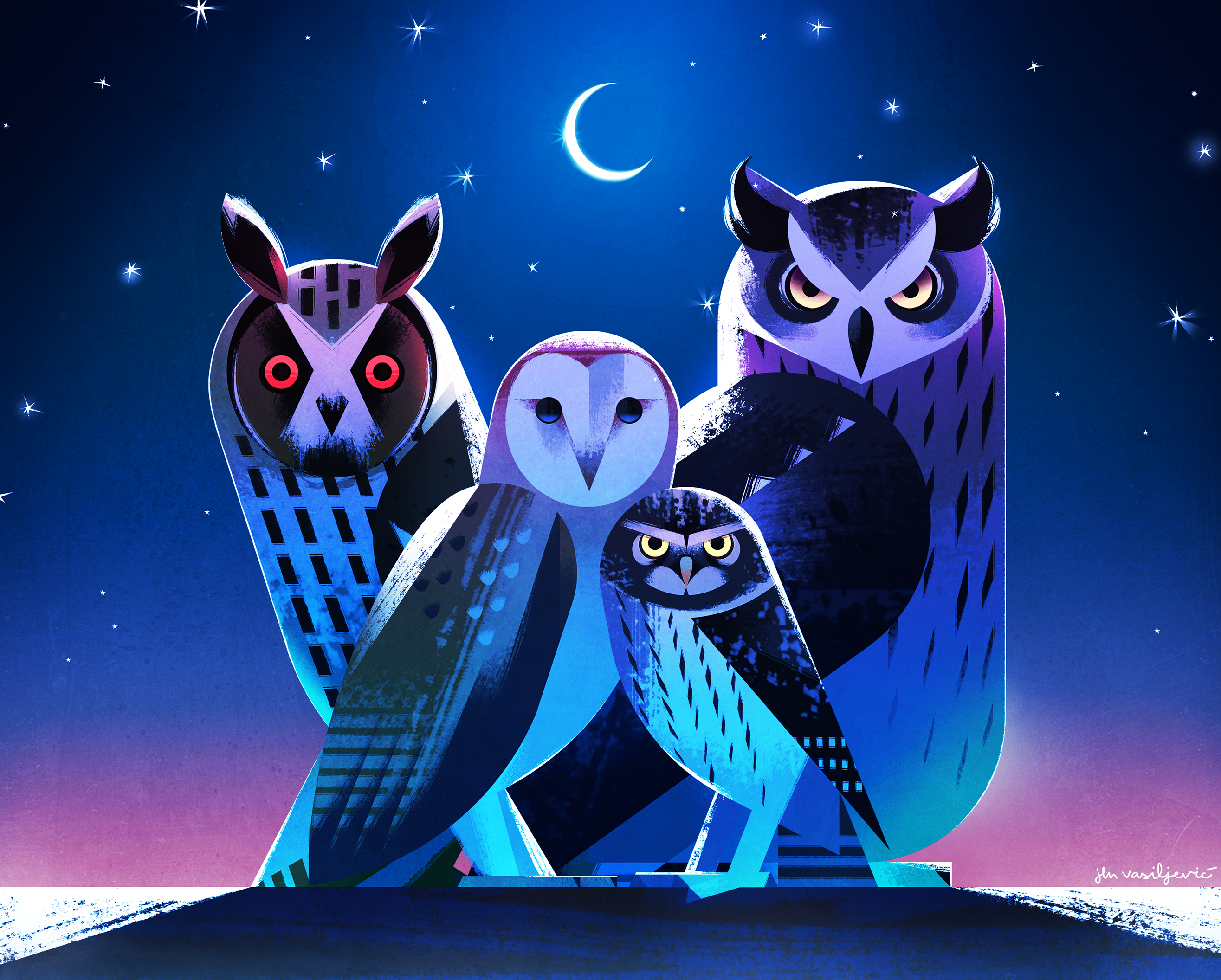Owl gang by Jelena Vasiljevic on Dribbble