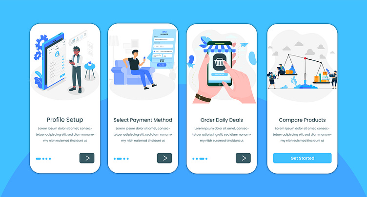 E commerce mobile app onboarding ui design screens by Shazim Bin ...