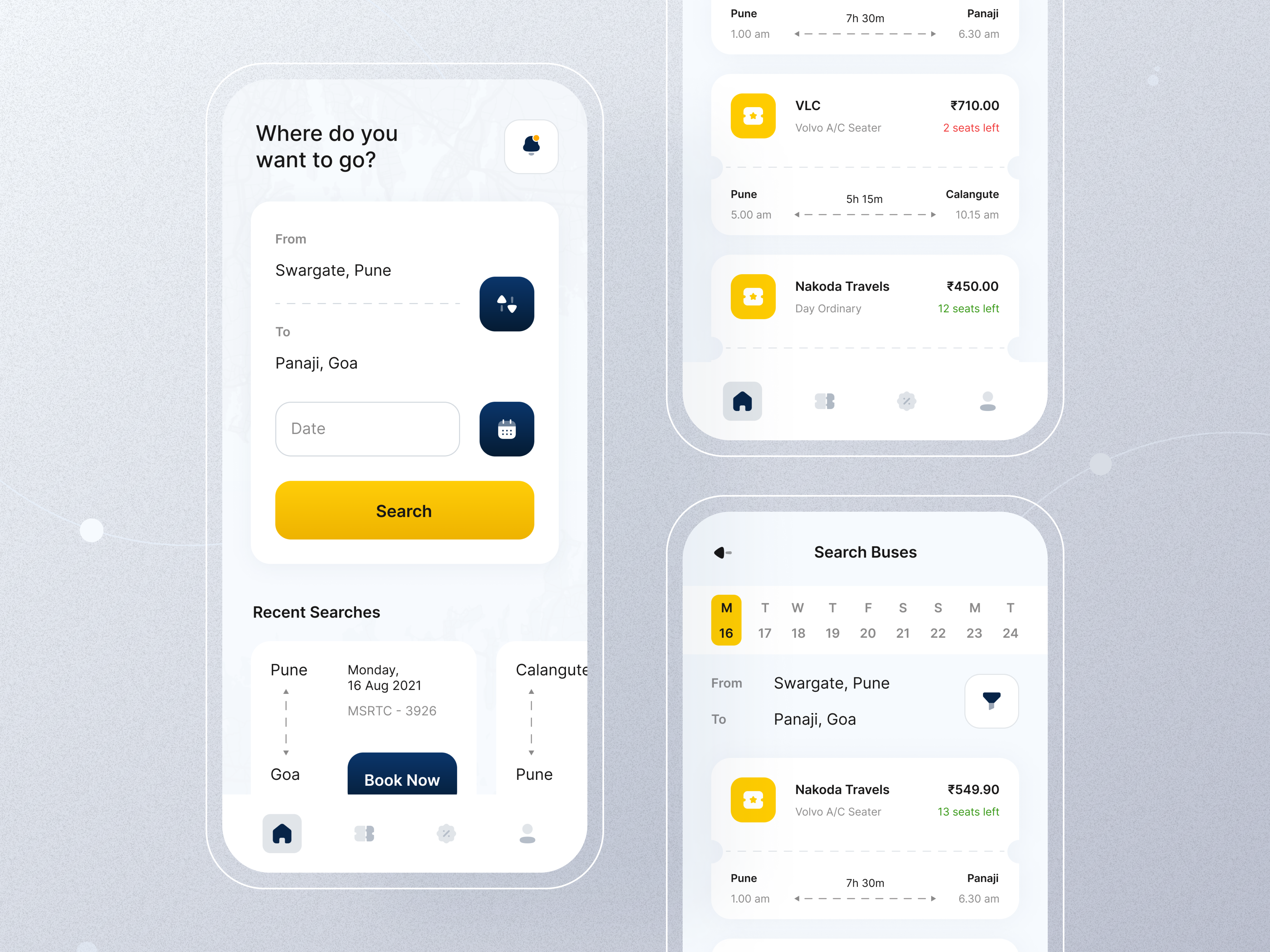 Bus Ticket Booking App - UI Design by Madhura Patgavkar on Dribbble