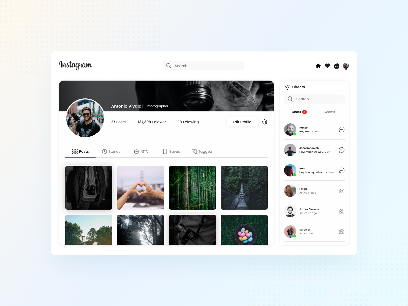 Instagram - profile page by Saeid for Duxica on Dribbble