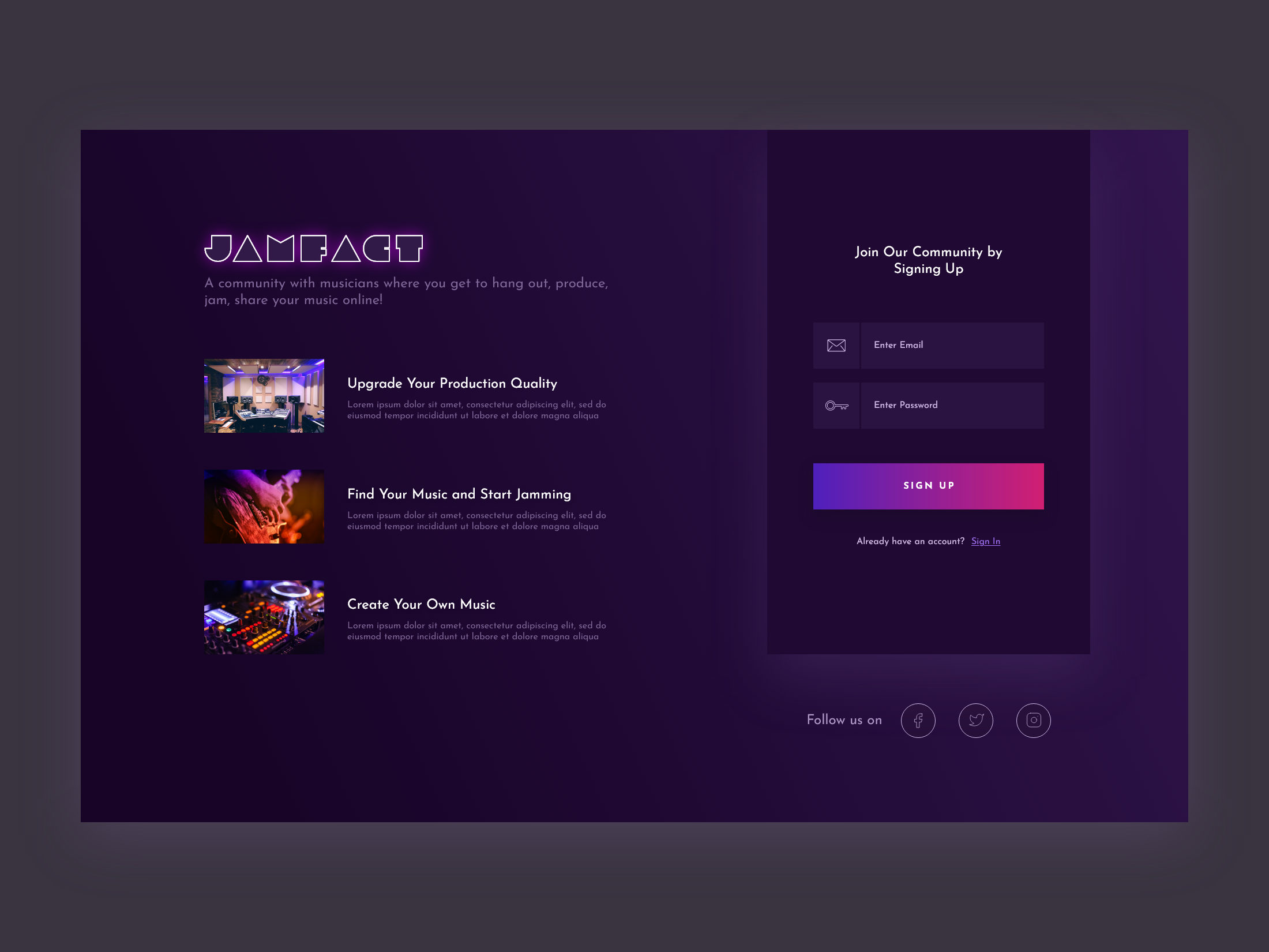Music App Sign up Screen by Sakib N on Dribbble