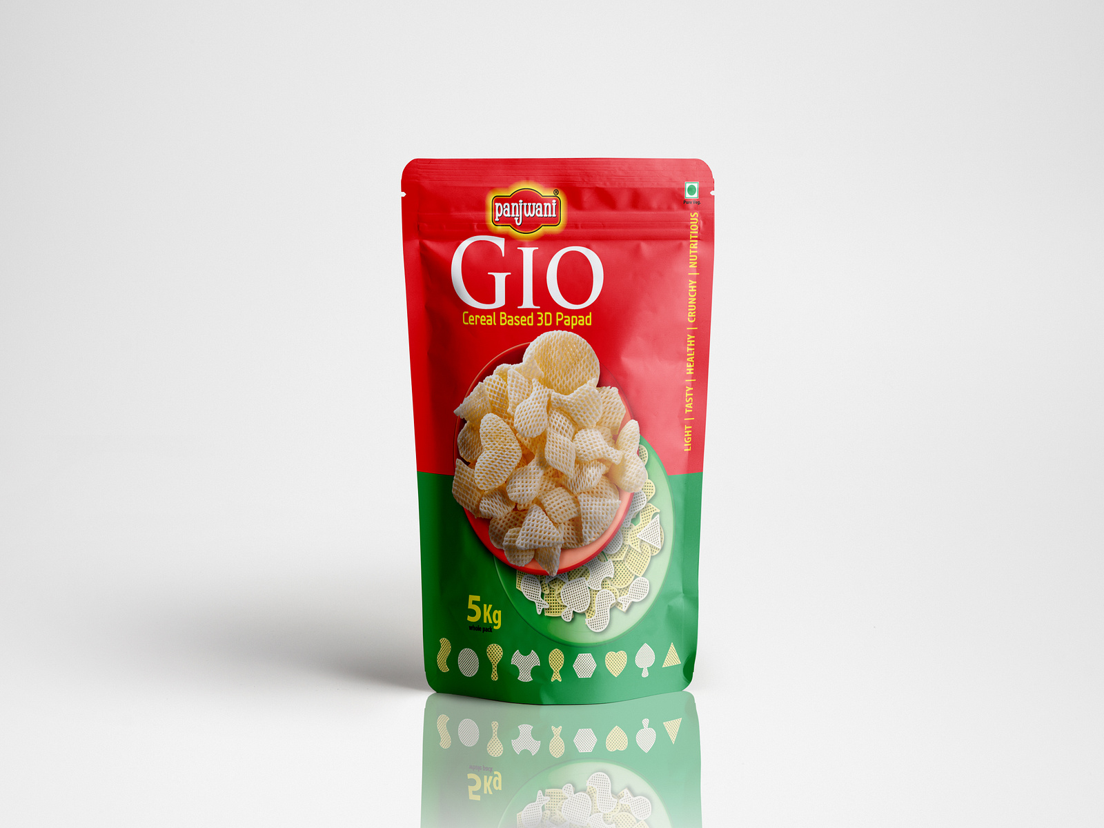 Gio Cereal Based 3D Papad Pouch label design by Grafixers on Dribbble