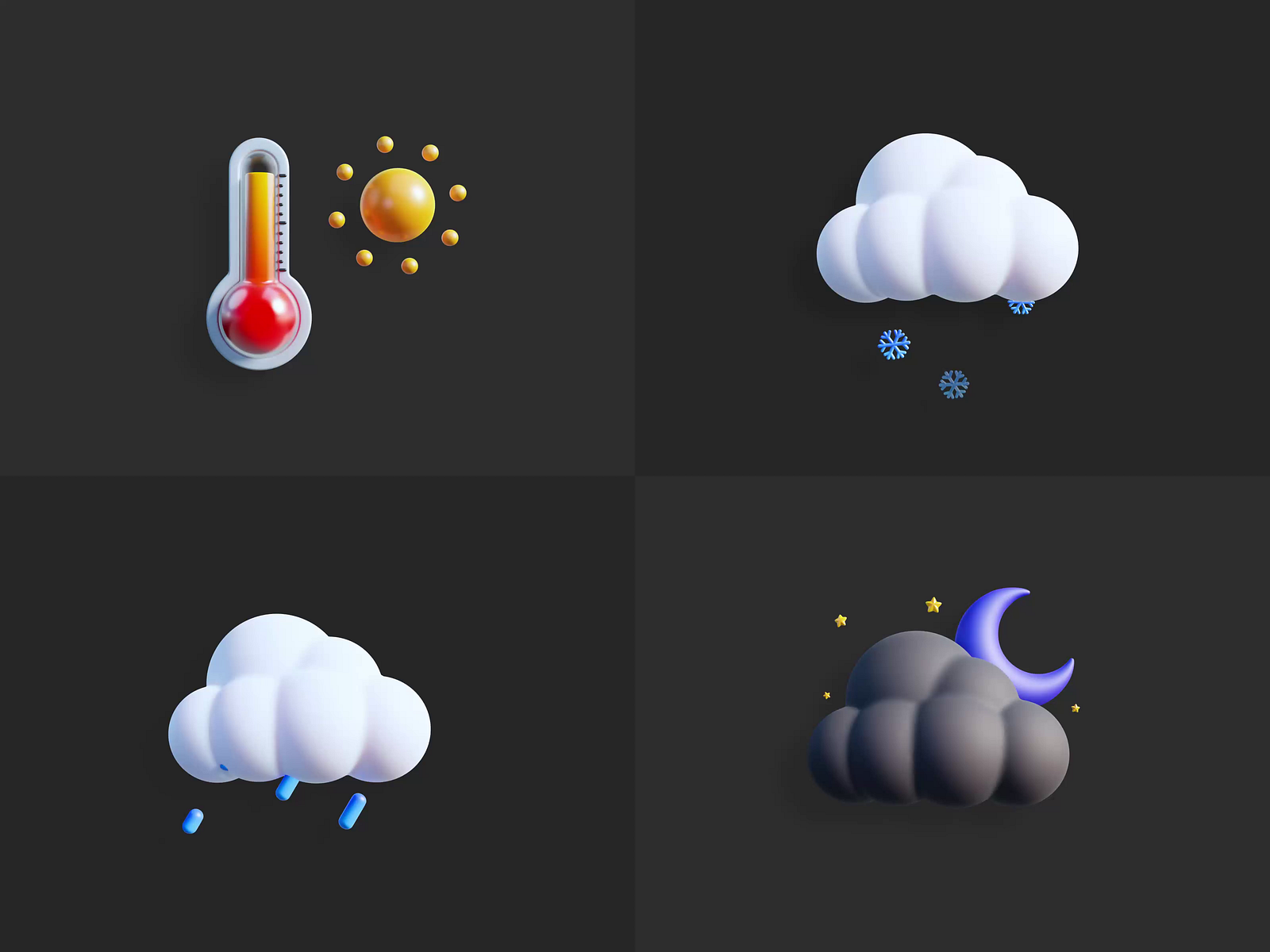 Animated Weather 3D Icons - Part 2 by Tran Thao for UI8 on Dribbble