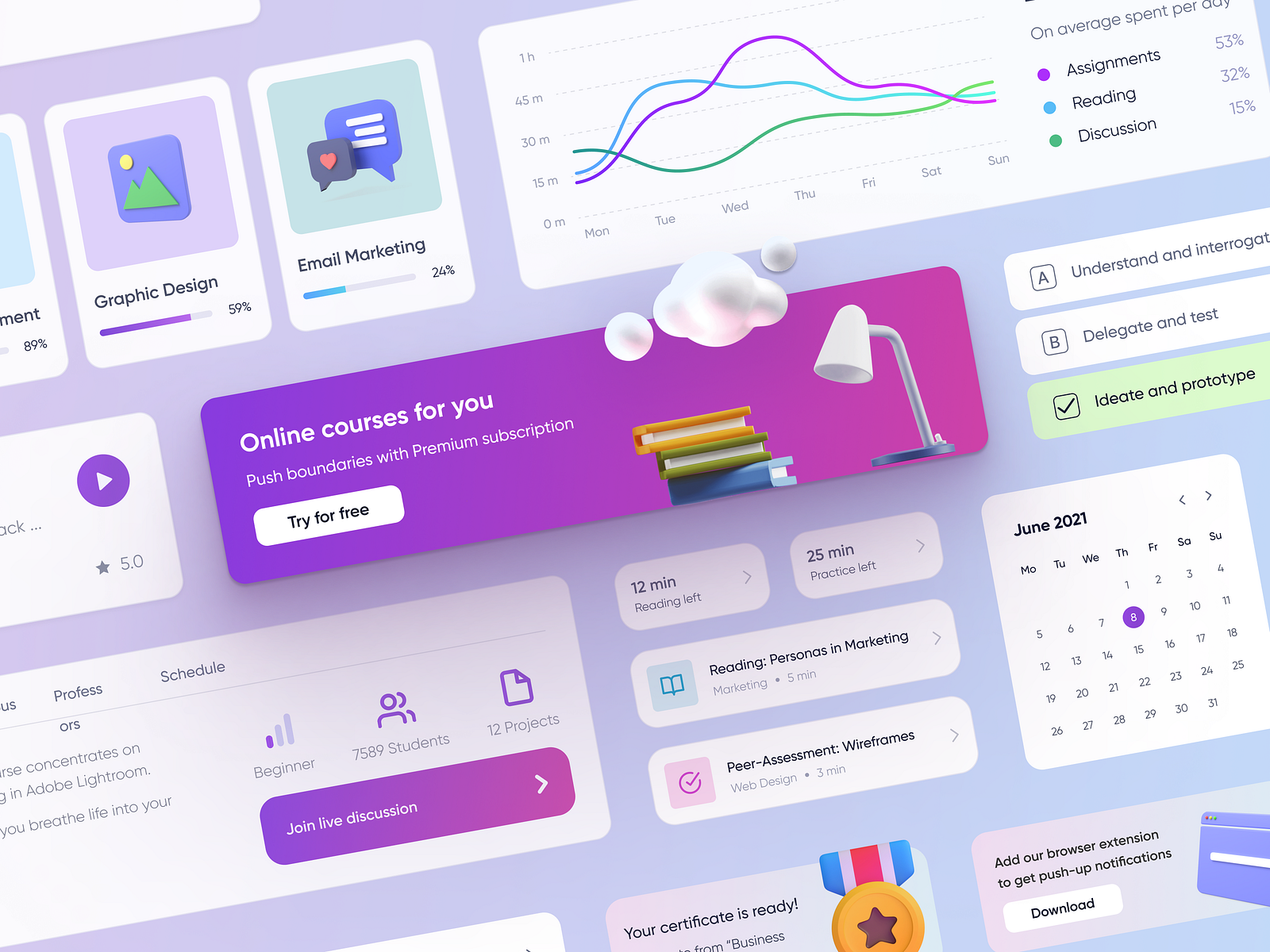 Interface Elements - Education App by Lisa Kukharska for Qubstudio ...
