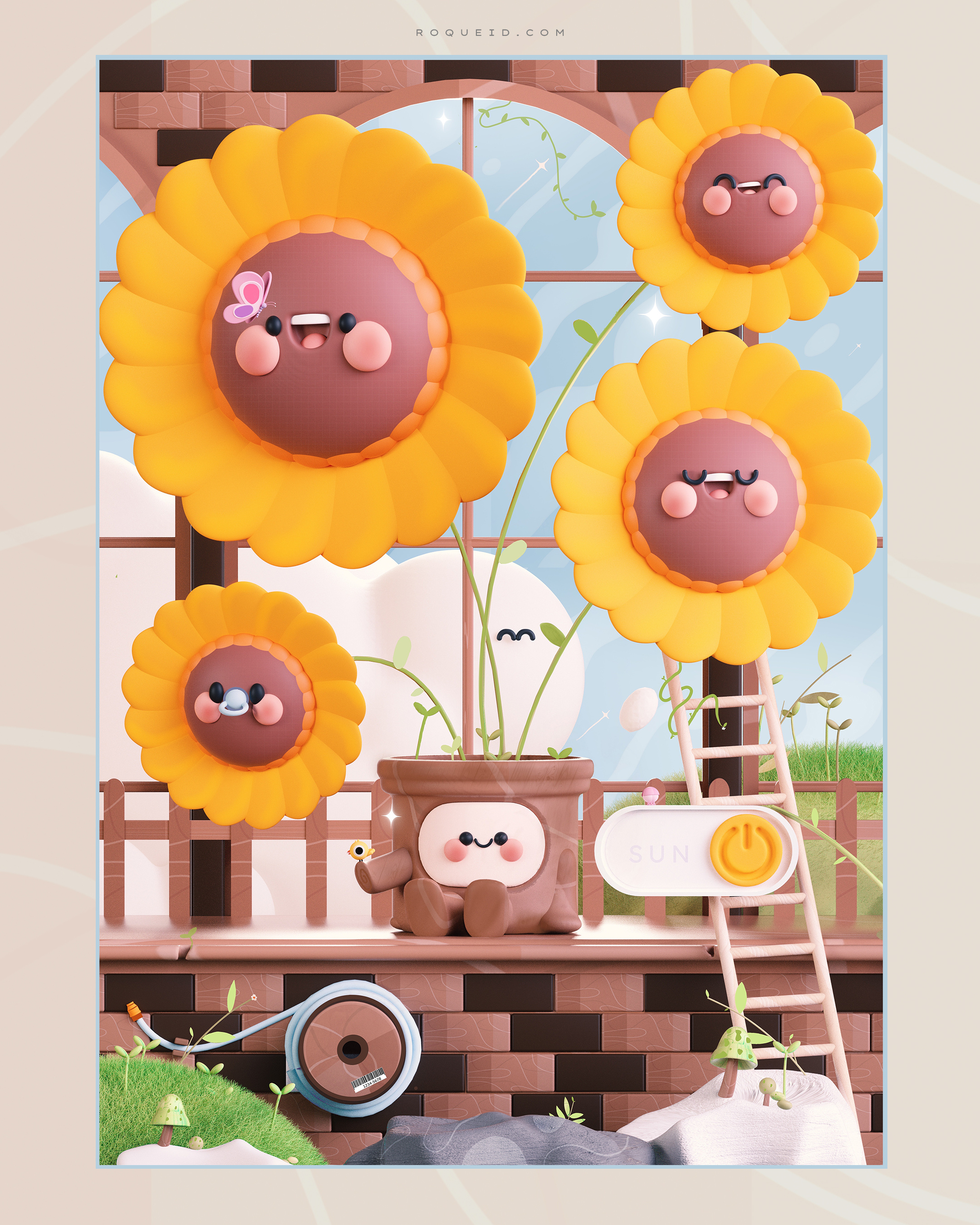 Kawaii Sunflowers by Roqueid on Dribbble