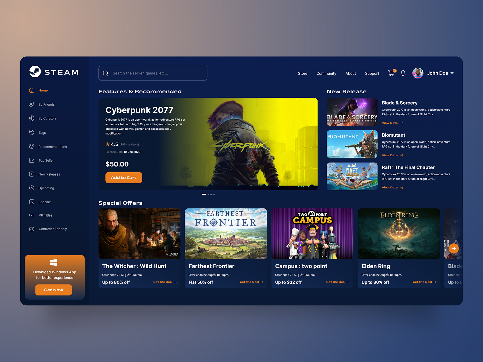 Steam Redesign Concept by Bacancy on Dribbble