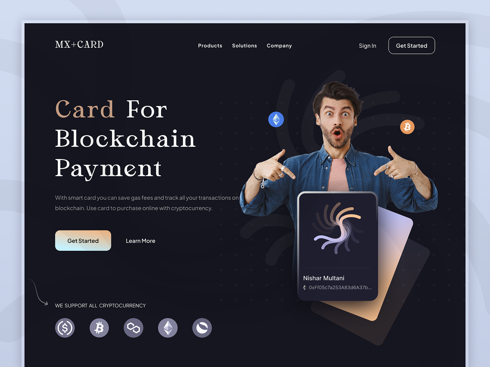 Blockchain Payment Card website design by Nishar Multani on Dribbble