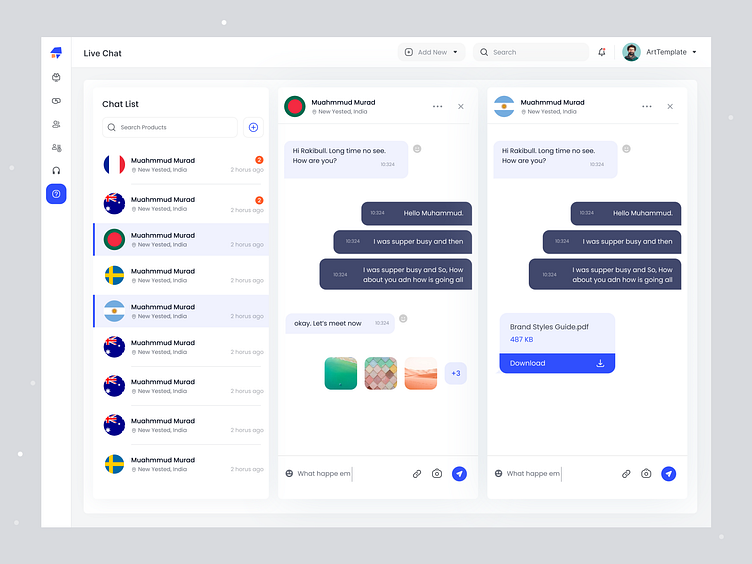 Multiple Chat Page by Rakibull Hassan on Dribbble