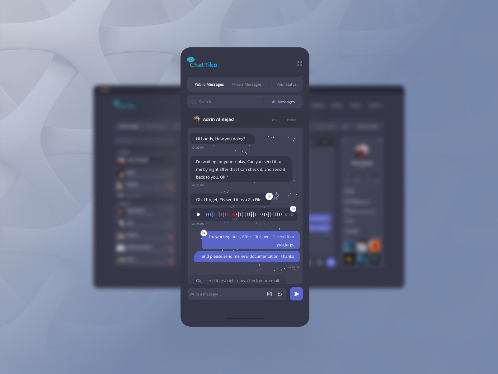 Dark Chat Dashboard by Adrin ~ on Dribbble