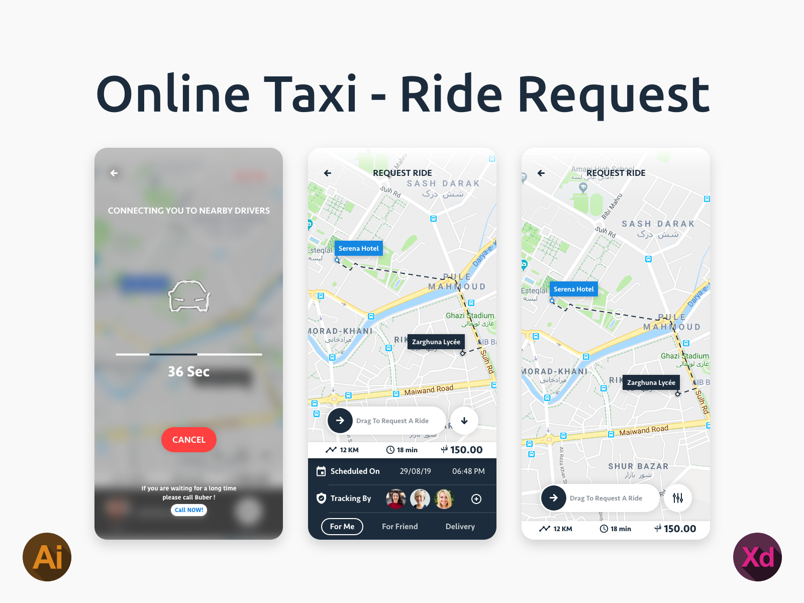 Online Taxi - Ride Request by Khaled Mohebi on Dribbble
