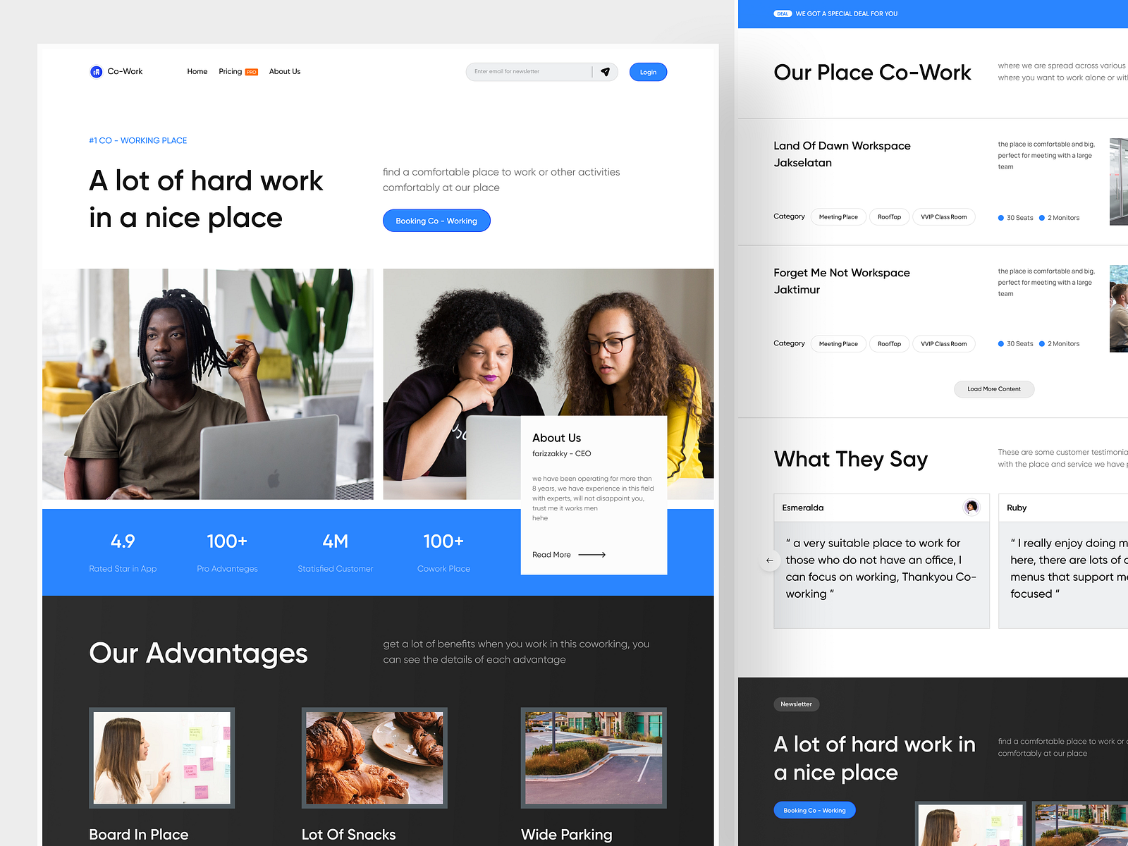 Co-Work - Workplace Landing Page by Nami for Nija Works on Dribbble