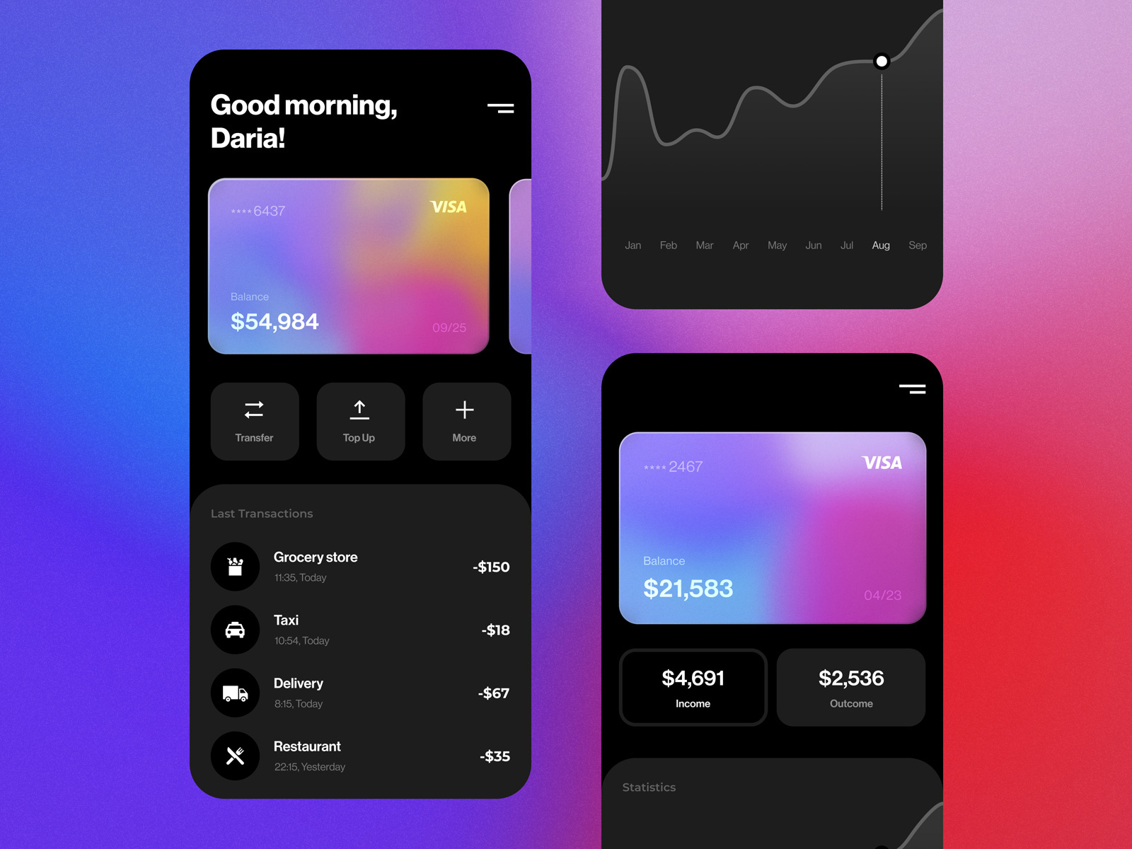 banking app concept by Daria for area light on Dribbble