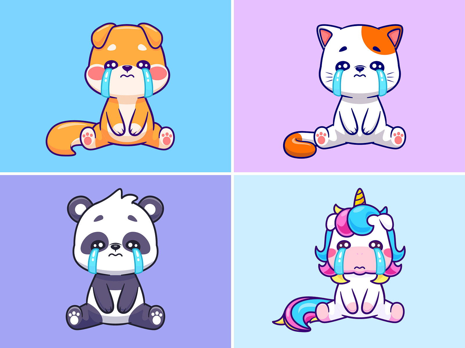 Animals sad😭🐶🐱🐼🦄 by catalyst on Dribbble