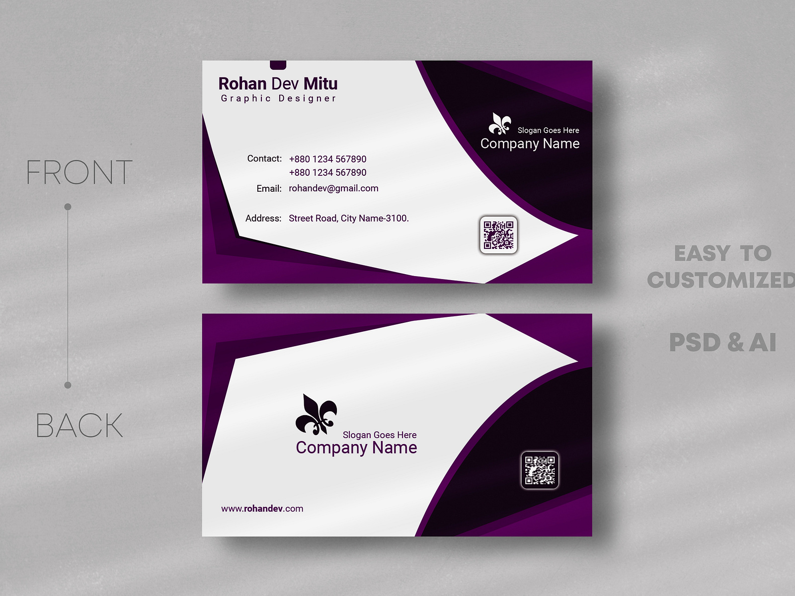 Creative Vertical-Horizontal Business Card Design Template by Shimul ...