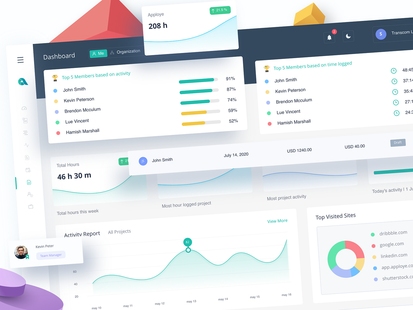 Time Tracker App Dashboard Design by Razy Hassan on Dribbble