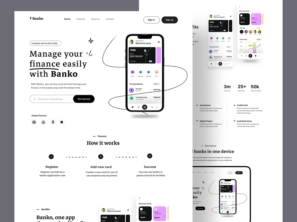 Fintech website home page: landing page by Madhu Miah for Oniex™ on Dribbble