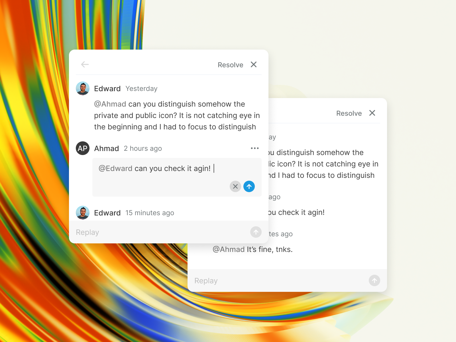 Comment widget by Ahmad Reza Parvizi for Unwrap on Dribbble