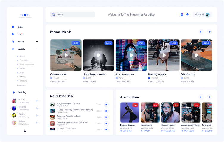 Streaming Platform Landing Page by Giorgi Jarmelishvili for Ascended on Dribbble