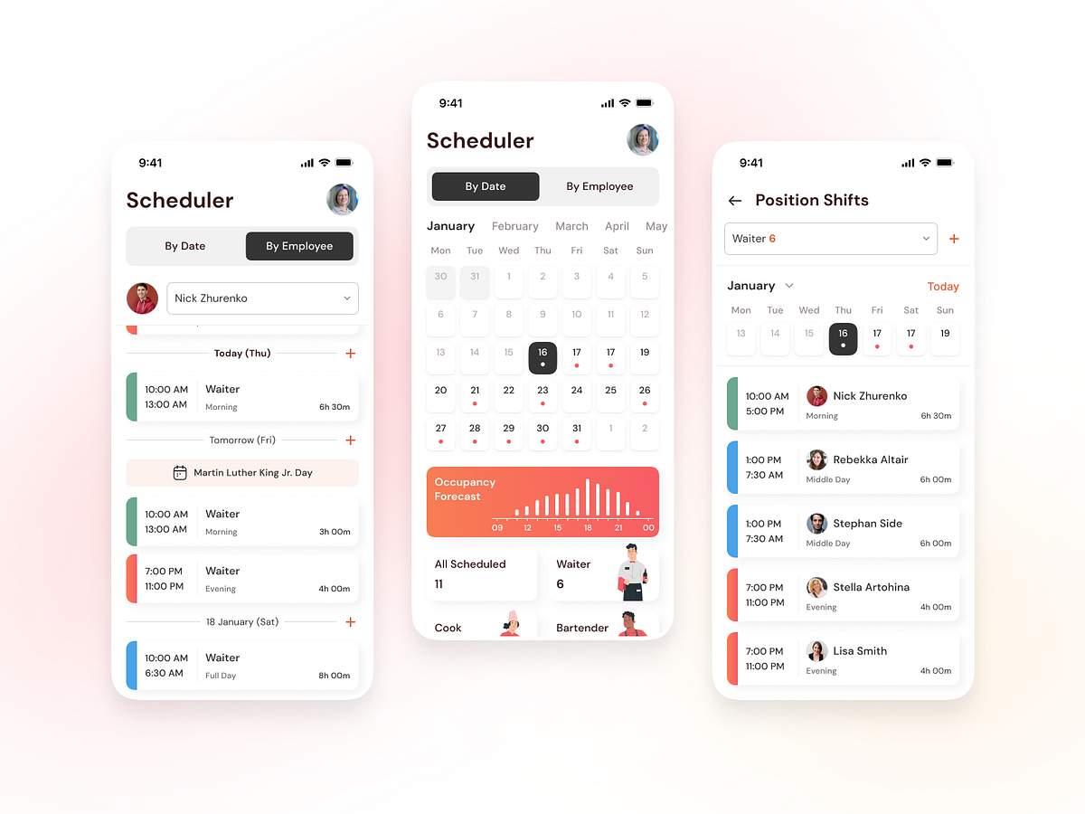 Schedule mobile app for a restaurant by K&Z Design on Dribbble