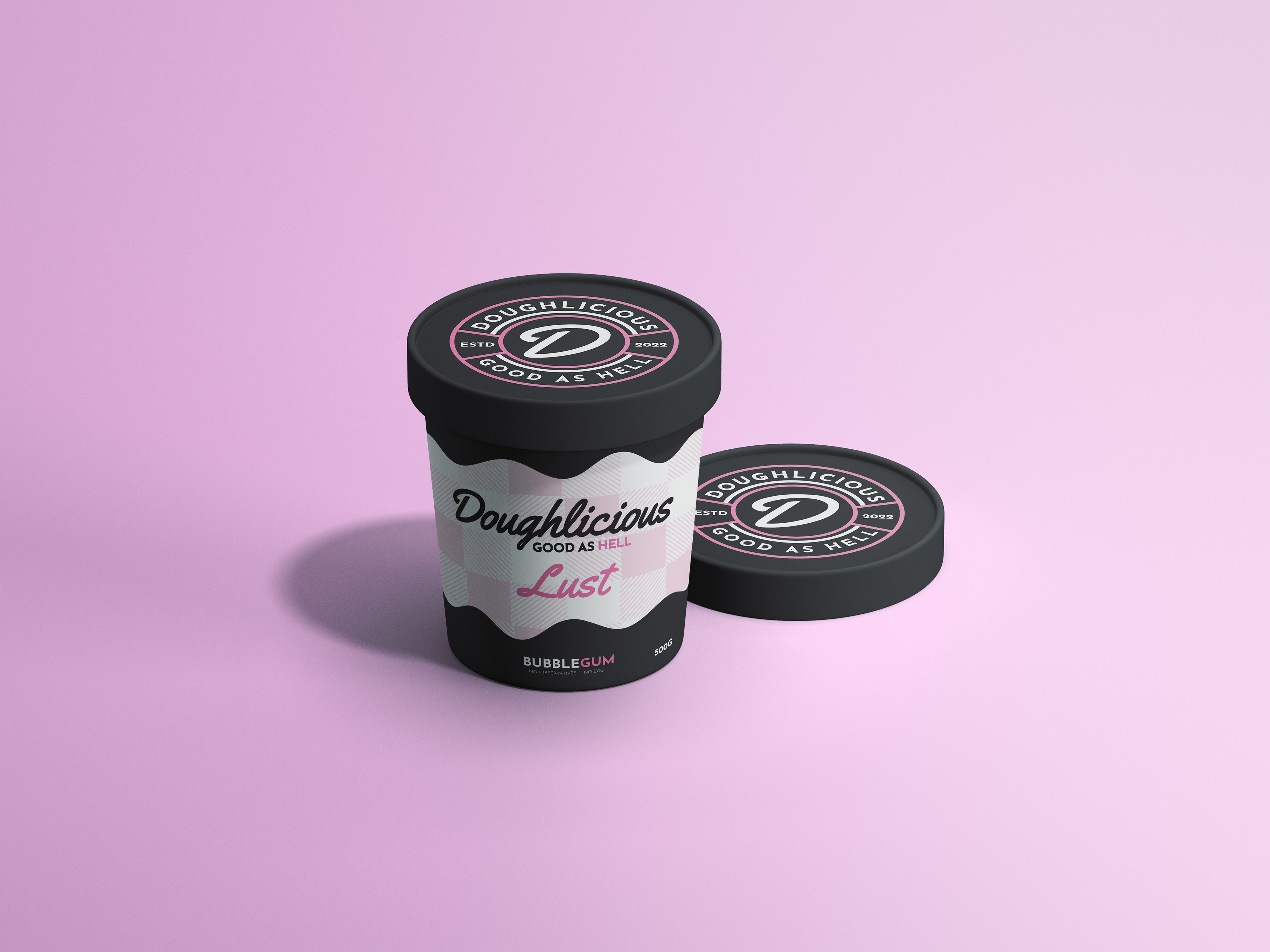 Doughlicious edible cookie dough logo and packaging design by Billy ...